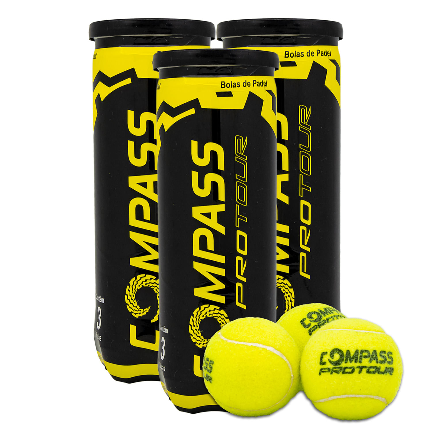 Bolas De Padel Compass Protour - Pack Com 3 Tubos - Carrefour