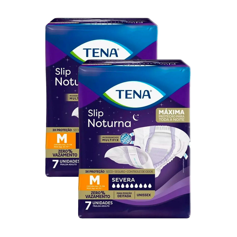Kit 2 Fraldas Geriátrica Tena Slip Noturna Tamanho M Com 7 Unidades ...