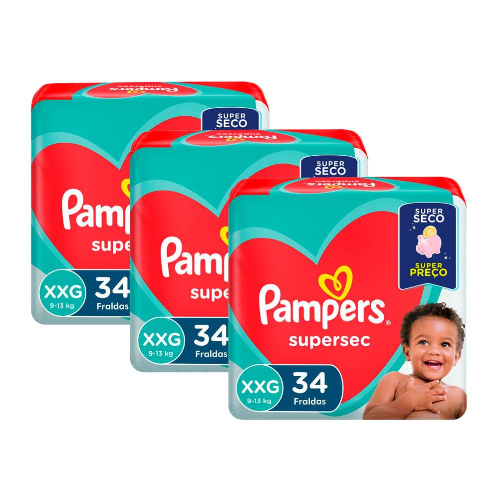 Kit De Fralda Pampers Supersec Tamanho Xxg 102 Unidades - Carrefour