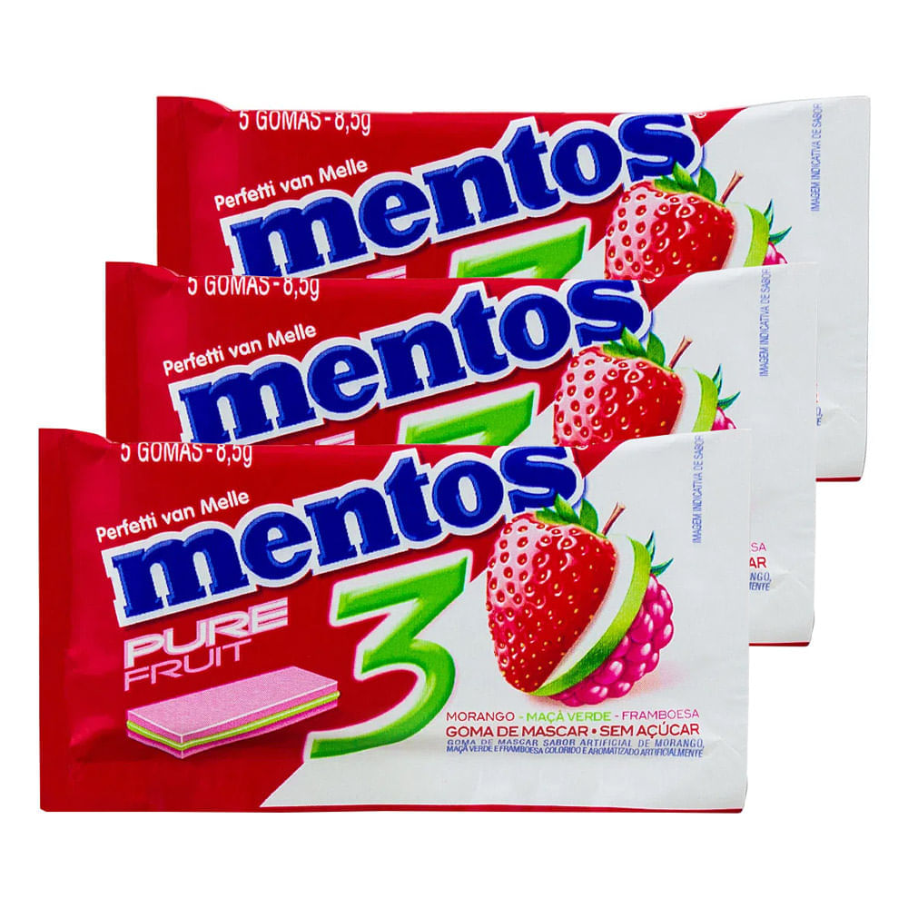 Chiclete Mentos Pure Fruit Sem Açúcar 8,5g Com 5 Unidades | Kit Com ...