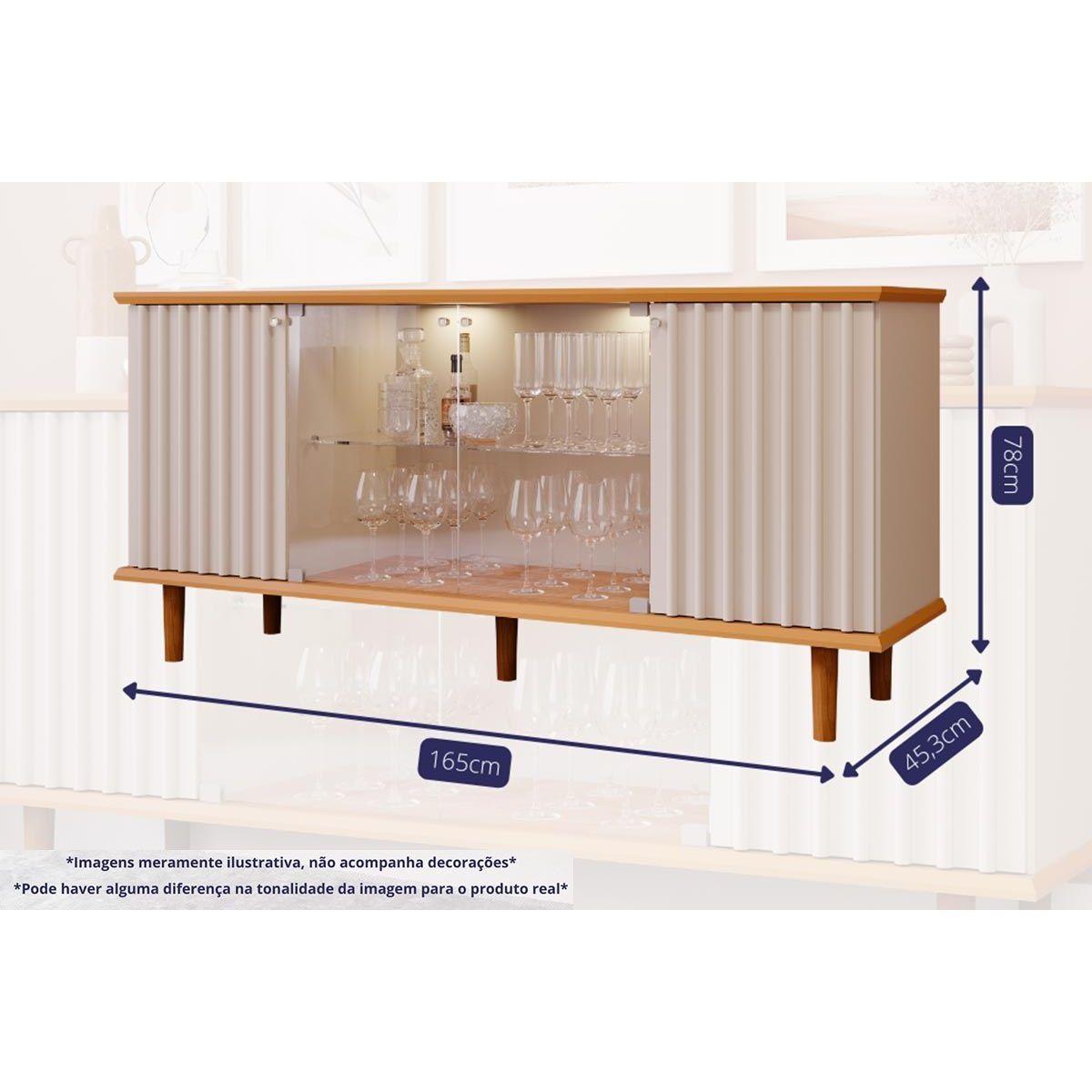 Buffet De Sala Jantar Janice 4 Portas C/ Vidro Nature/off White - Cimol ...