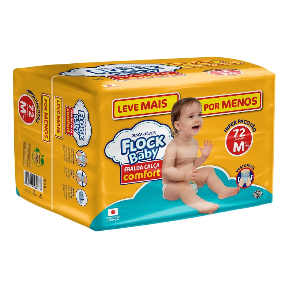 Fralda Descartável Flock Baby Calça Confort Hiper M 72 Unidades - Carrefour