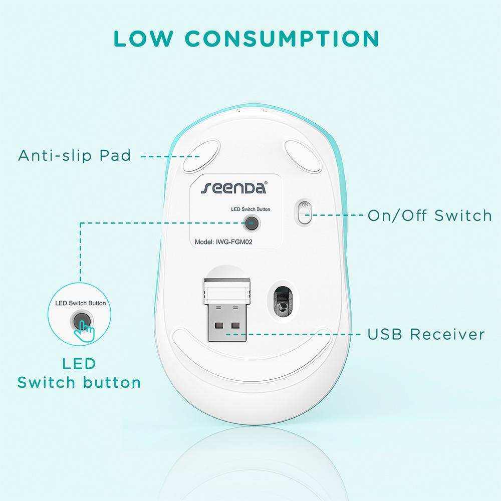 Mouse Sem Fio Seenda Iwg Fgm02 Recarregável Branco Azul - Carrefour