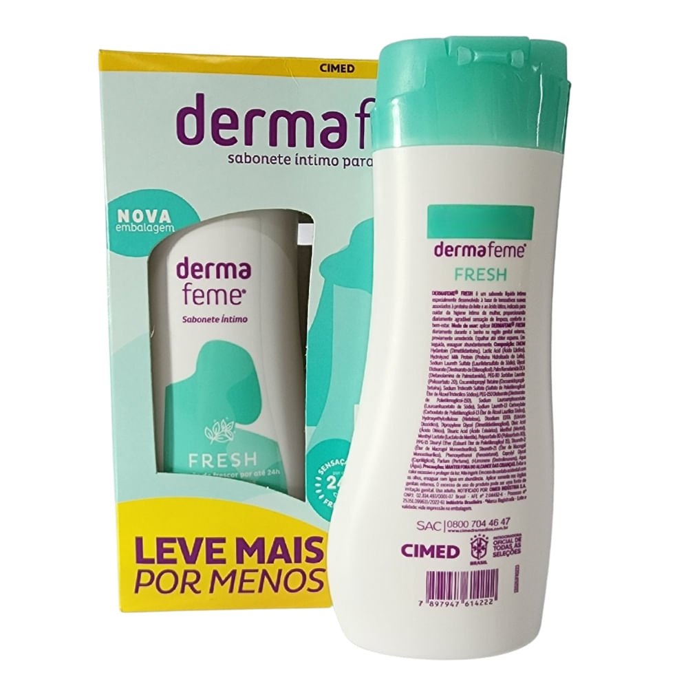 Kit 2 Sabonete Líquido Íntimo Fresh Dermafeme Cimed De 200ml Cada ...