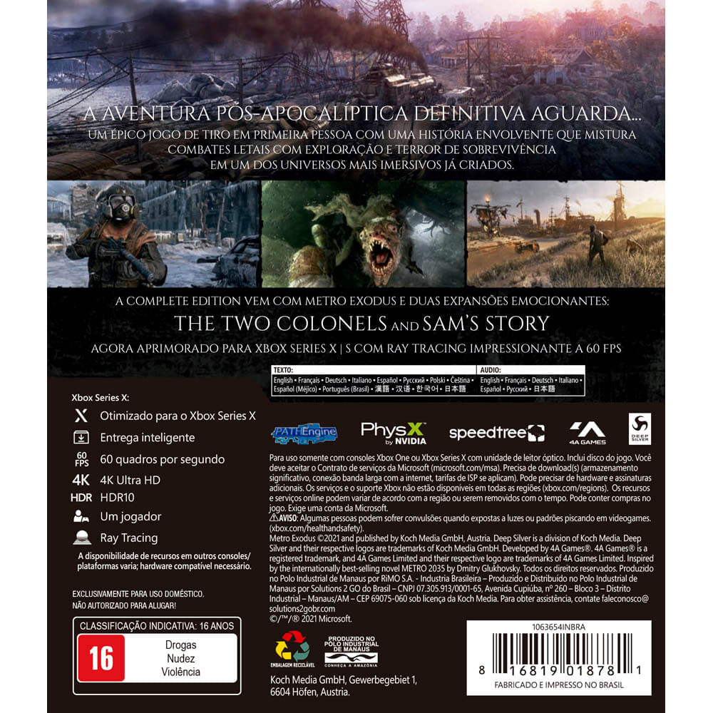 Metro Exodus Complete Edition - Xbox Series X Koch Media - Carrefour