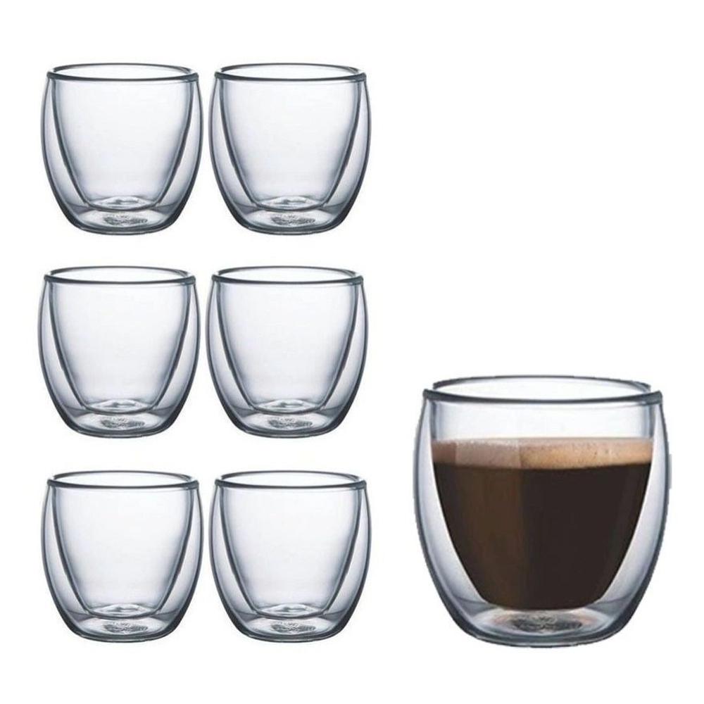 Conjunto 6 Copos Para Café Vidro Duplo 80ml - Carrefour