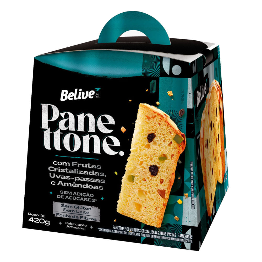 Panettone Belive Frutas Cristalizadas Uva Passas Com Amêndoas Zero ...