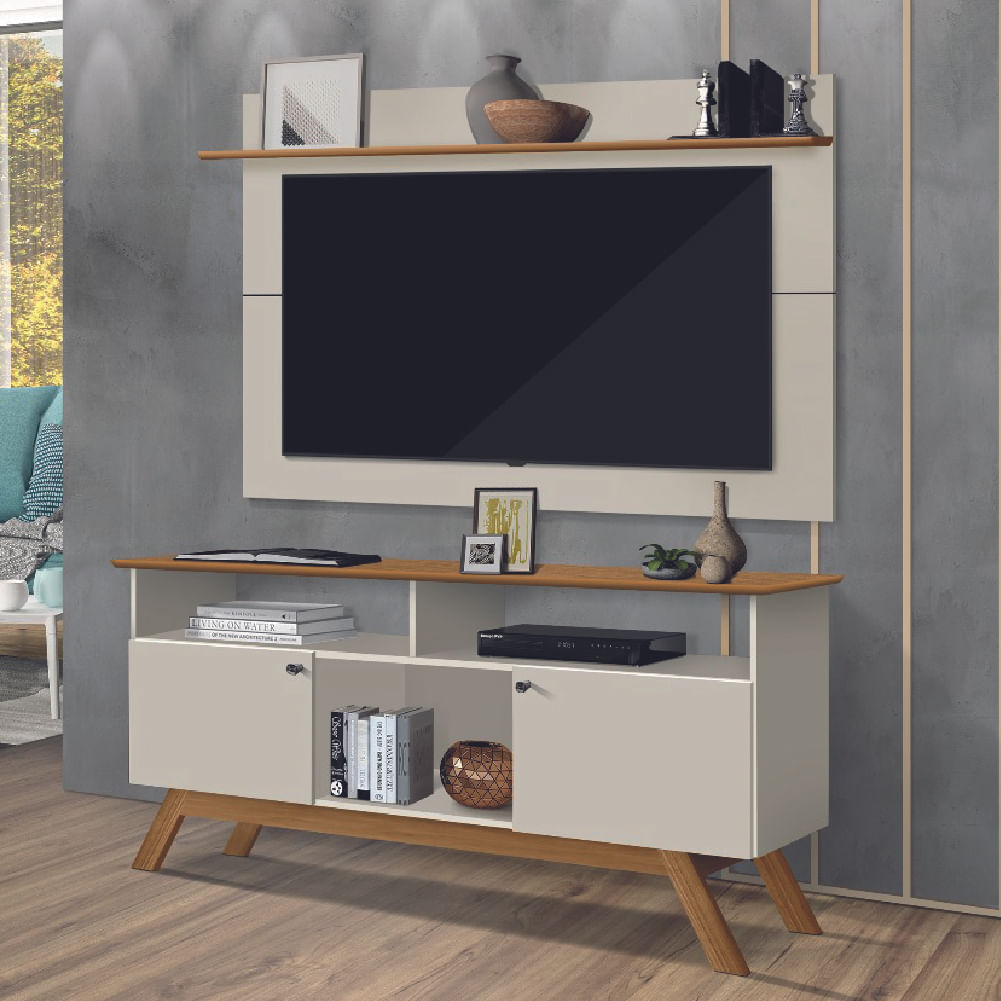 Rack Bancada Amsterdã Com Painel Para Tv Até 55 Polegadas 1,36m Vênus ...