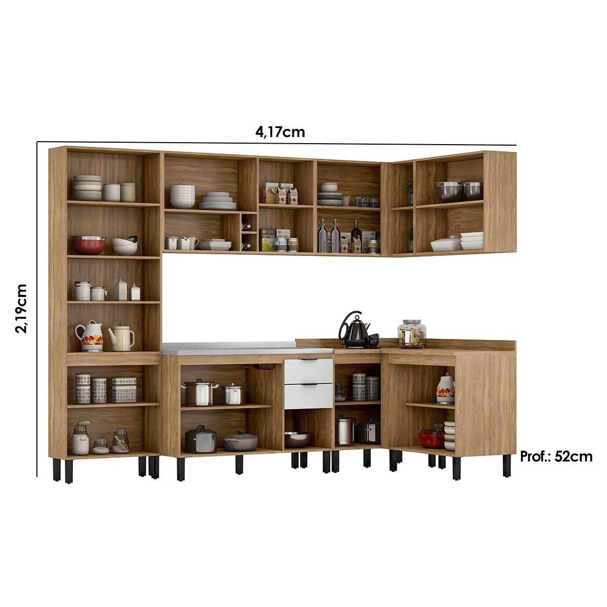 Kit De Cozinha Completa 7 Peças Firenze (3 Aéreos + 3 Balcões + 1 ...