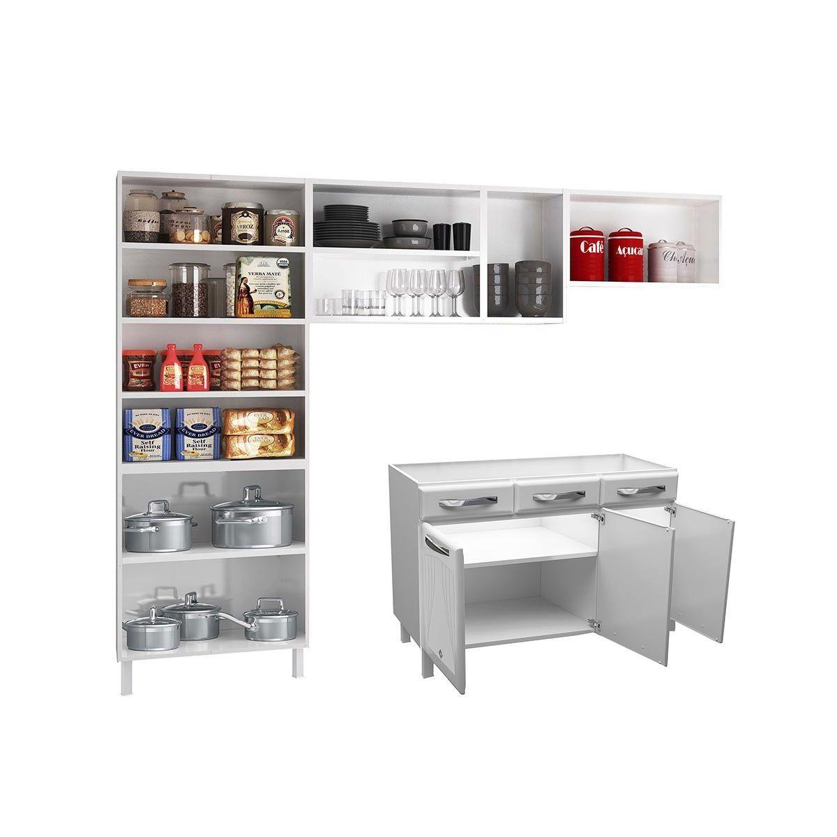 Cozinha Modulada Telasul Star New Aço 4 Peças (2aéreo+1balcão ...