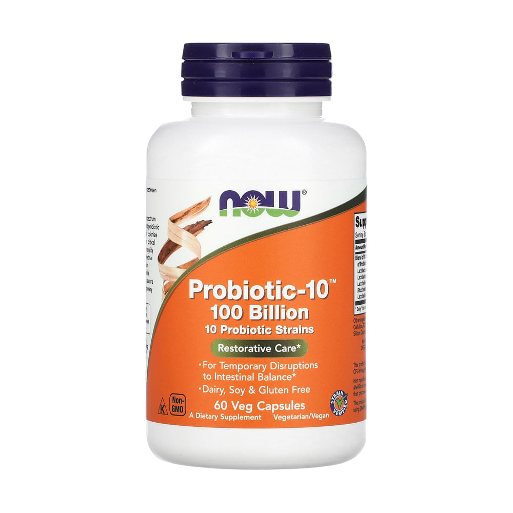 Probiotic-10 100 Bilhões Cfu Now Foods 10 Cepas Probióticas 60 Veg Cap ...