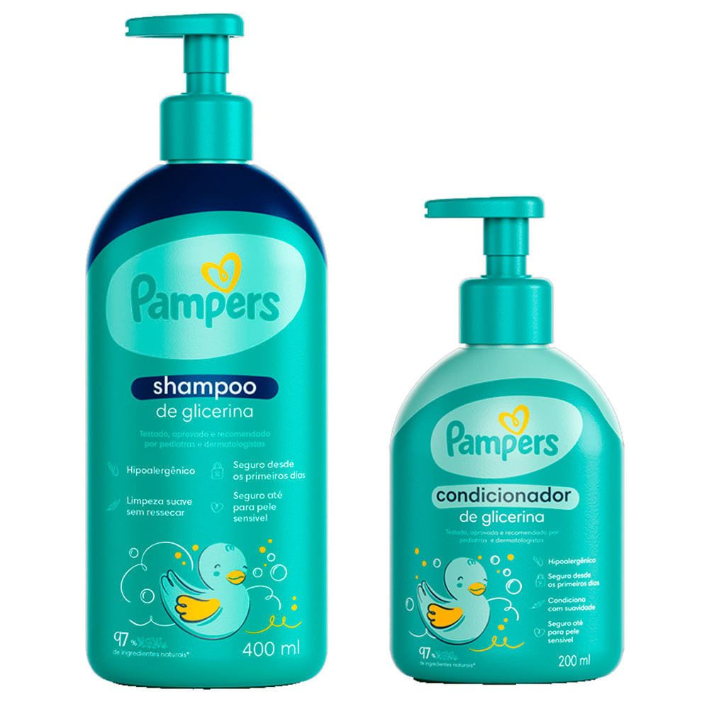 Kit Shampoo De Glicerina Pampers 400ml E Condicionador De Glicerina ...