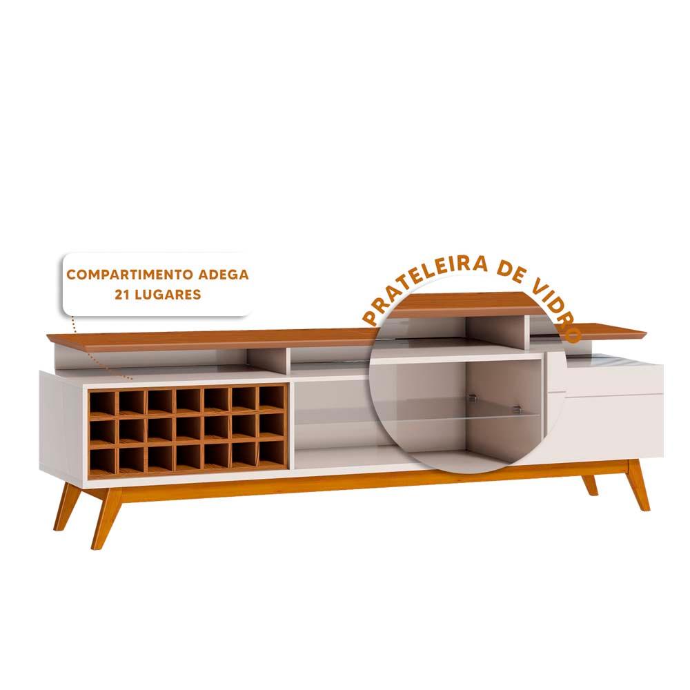 Rack Para Tv Até 60 Polegadas Com Adega Para 21 Garrafas Off White ...