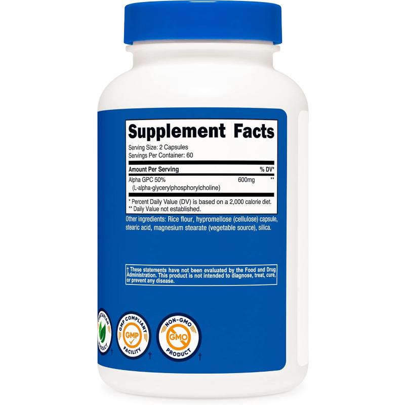Suplemento Alimentar Alpha Gpc 600mg 120 Cápsulas - Nutricost Natural ...