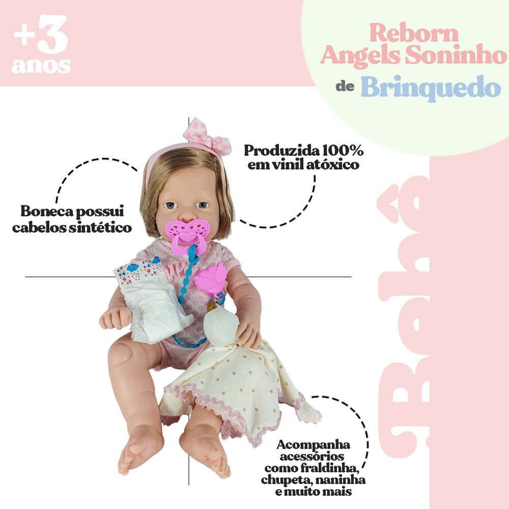 Boneca Infantil Reborn Angels Soninho Com Acessorios Brinquedo - Carrefour