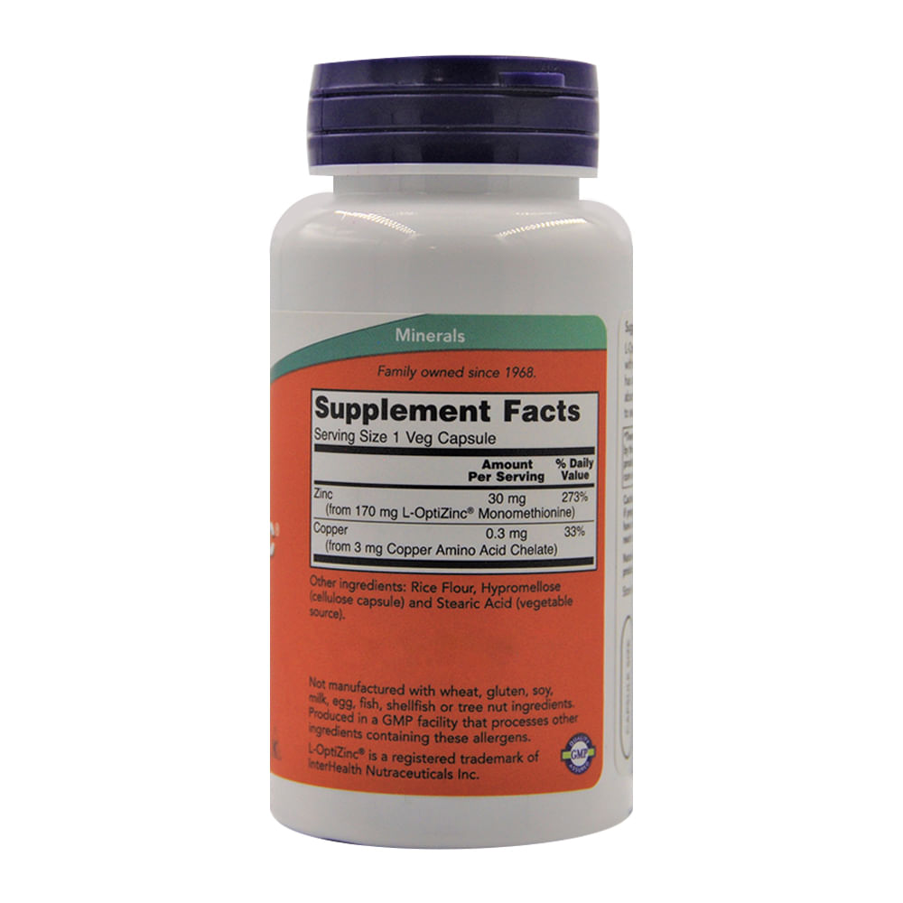 Now Foods L-optizinc 30mg 100 Veg Caps / No Brasil - Carrefour