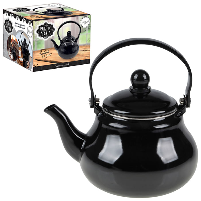 Bule Esmaltado Preto Ágata 1,5 Litros - Carrefour