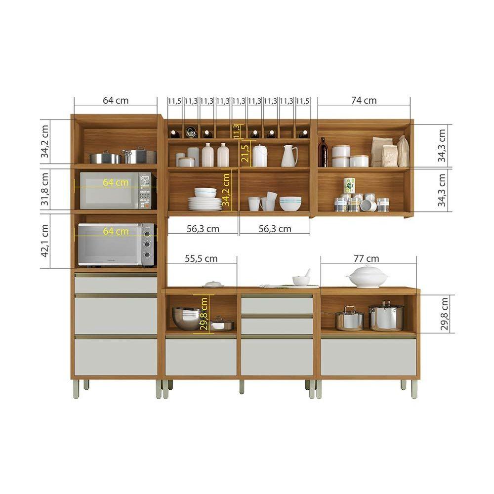 Cozinha Completa Baronesa 5 Peças (2 Armários + 2 Balcões + 1 Paneleiro ...