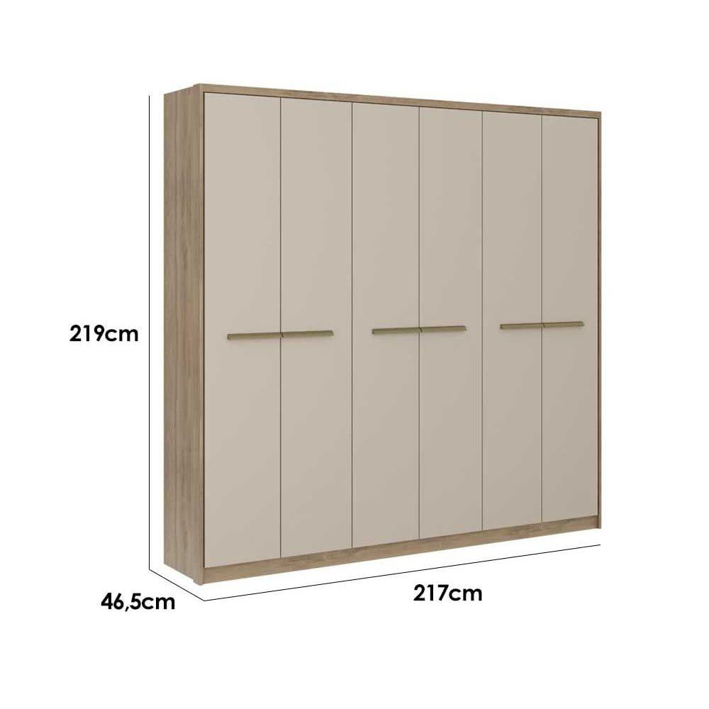 Guarda Roupa Casal 6 Portas E 3 Gavetas Belmont 1154 Freijo C/ Cinza ...