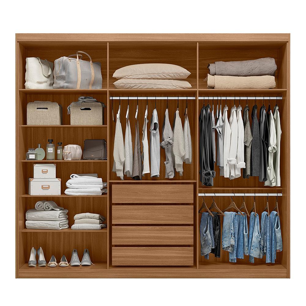 Guarda Roupa Dalila 3 Portas, 4 Gavetas E 3 Cabideiros Flex Amêndola ...