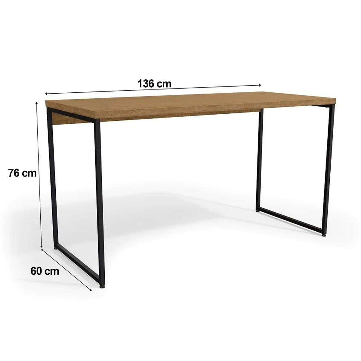 Mesa De Escritório Secretária Industrial Li003 Freijo/preto ...