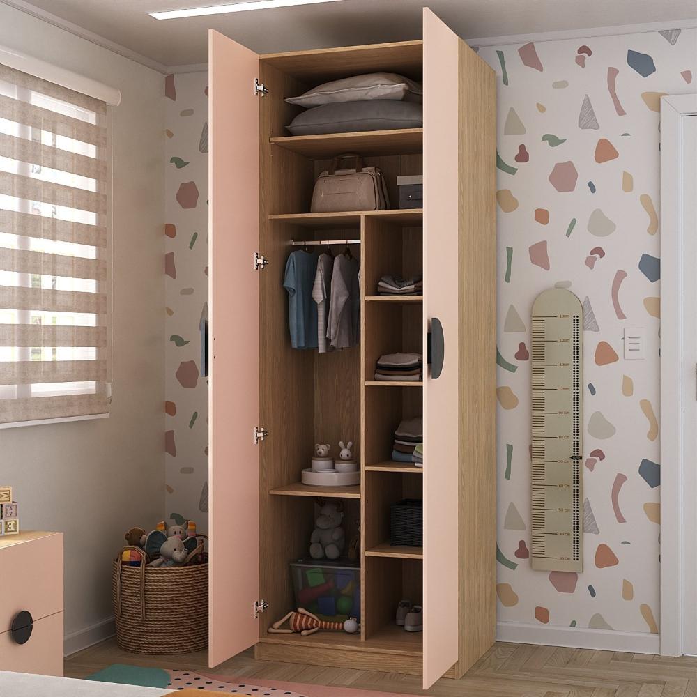 Guarda Roupa Infantil Modulado 2 Portas Com Nichos E Cabideiro Joy Kids ...