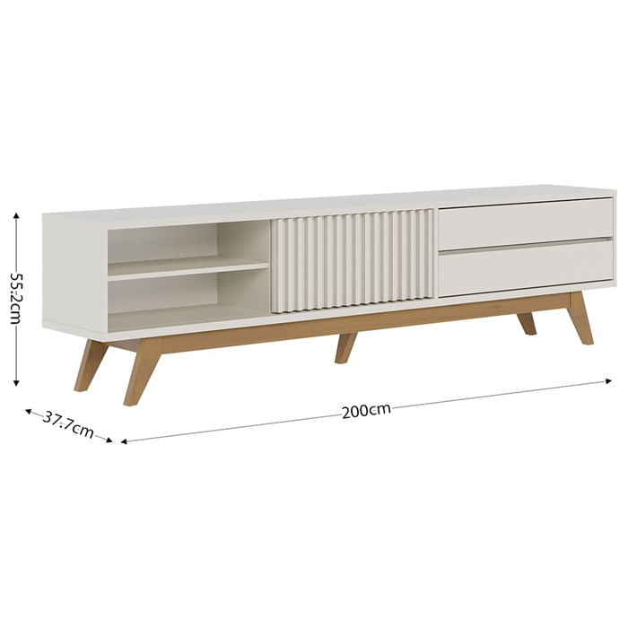Bancada Rack Para Tv 75 Polegadas 200 Cm Veneza Off White Matte Clb ...