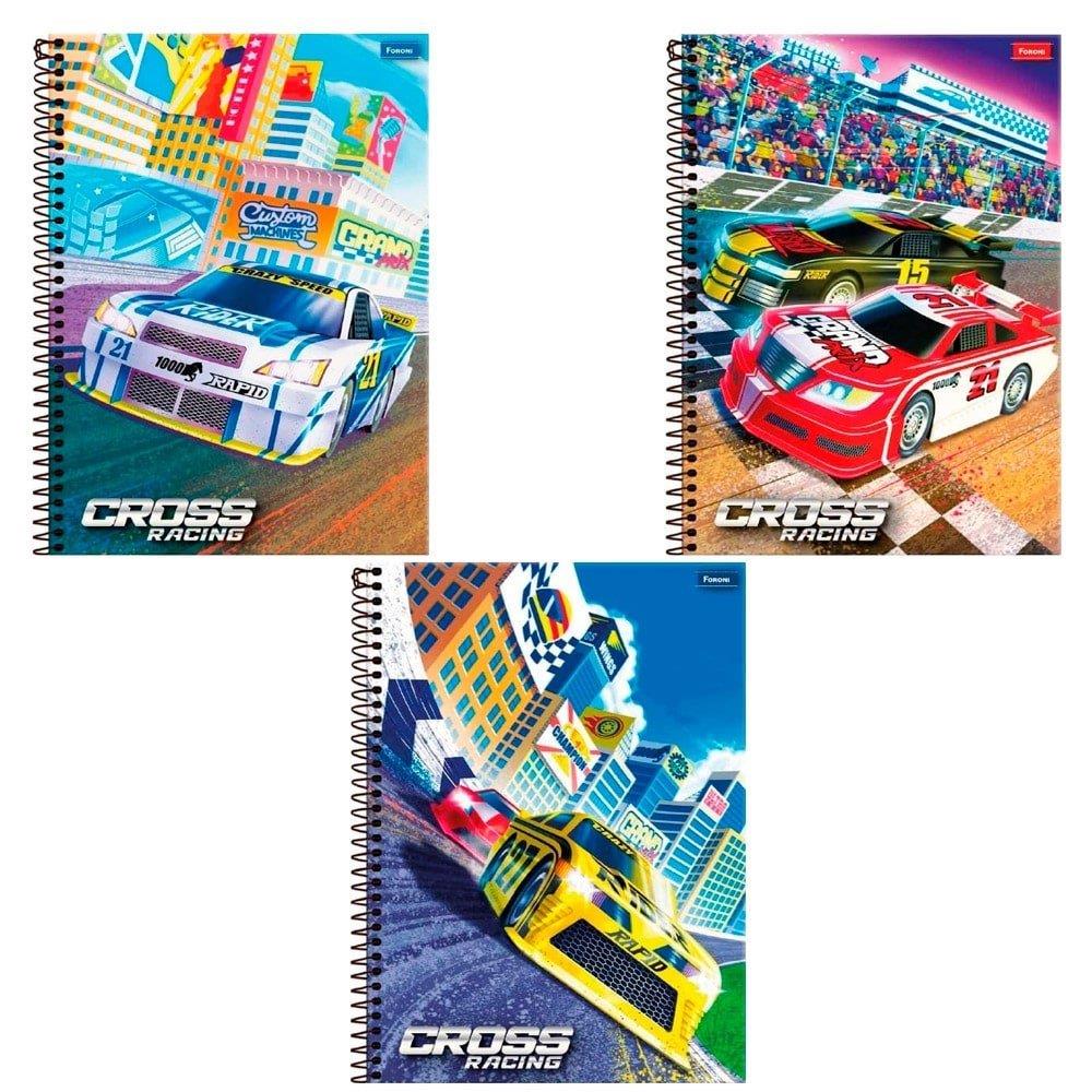 Caderno Espiral Foroni Universitário Capa Dura 1 Matéria Cross Racing ...