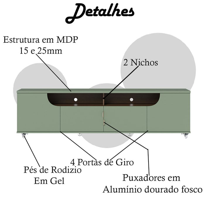 Bancada Rack Para Tv 75 Polegadas Santorini Amendoa Hortela Clb - Carrefour