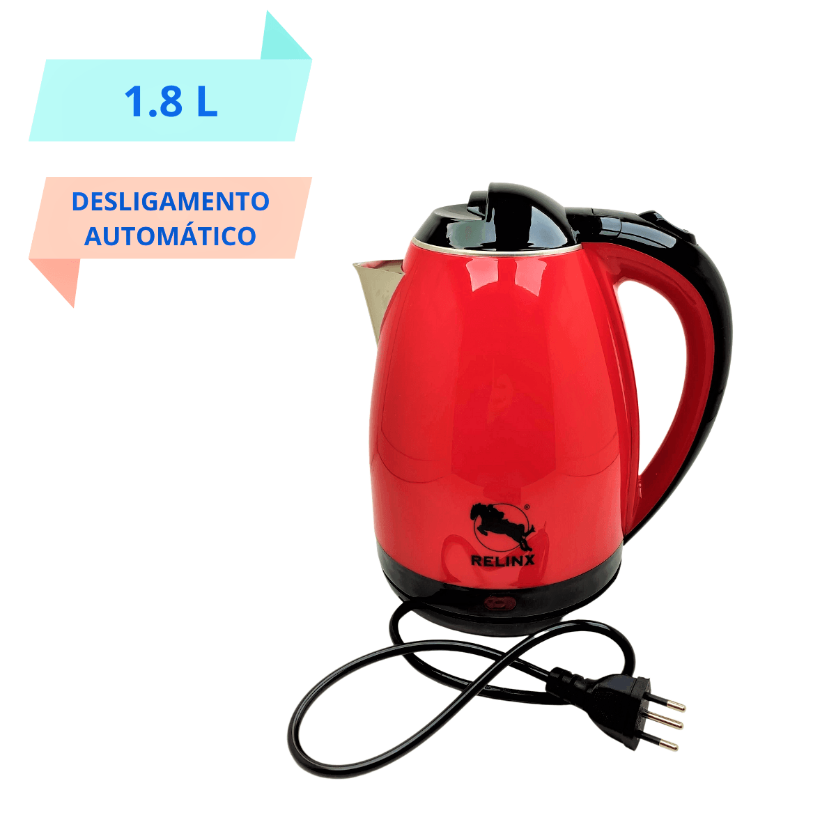 Chaleira Elétrica Jarra Térmica Bule Garrafa Inox Plástico 1,8 Litros 1500w Potência 220v ...