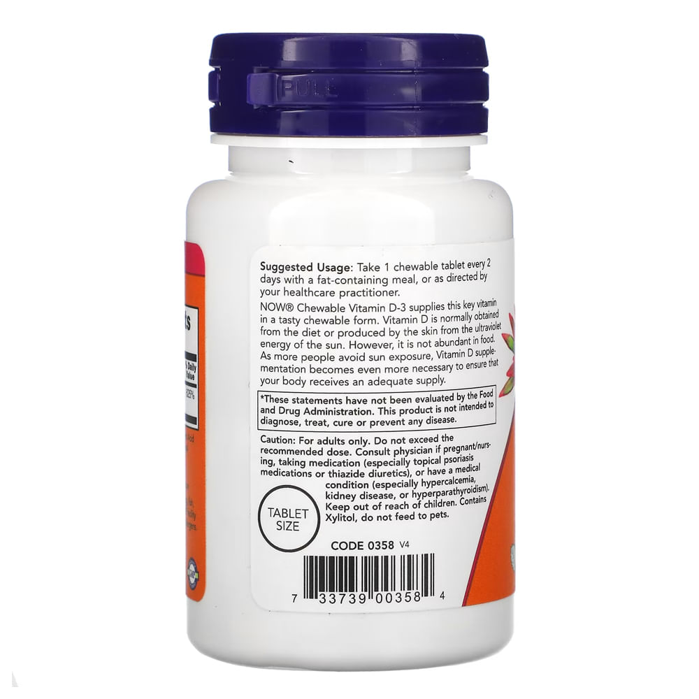 Vitamina D3 5000iu Now 120 Chewable Mastigável Importado - Carrefour