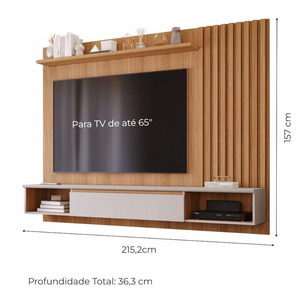 Painel Para Tv Até 65" 100% Mdf Bahamas Permobili Nature/off White ...