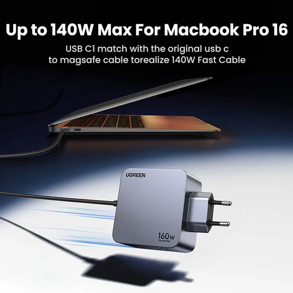 Carregador Usb A/c Ugreen 160w + Cabo Usb C 1.5m Preto - Carrefour