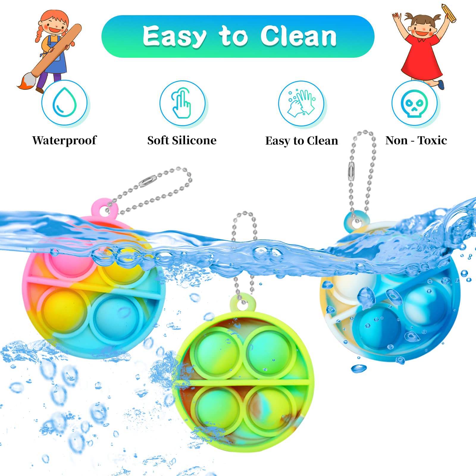 Chaveiro Pop Fidget Toys Onkull®, 30 Unidades Para Lembrancinhas ...