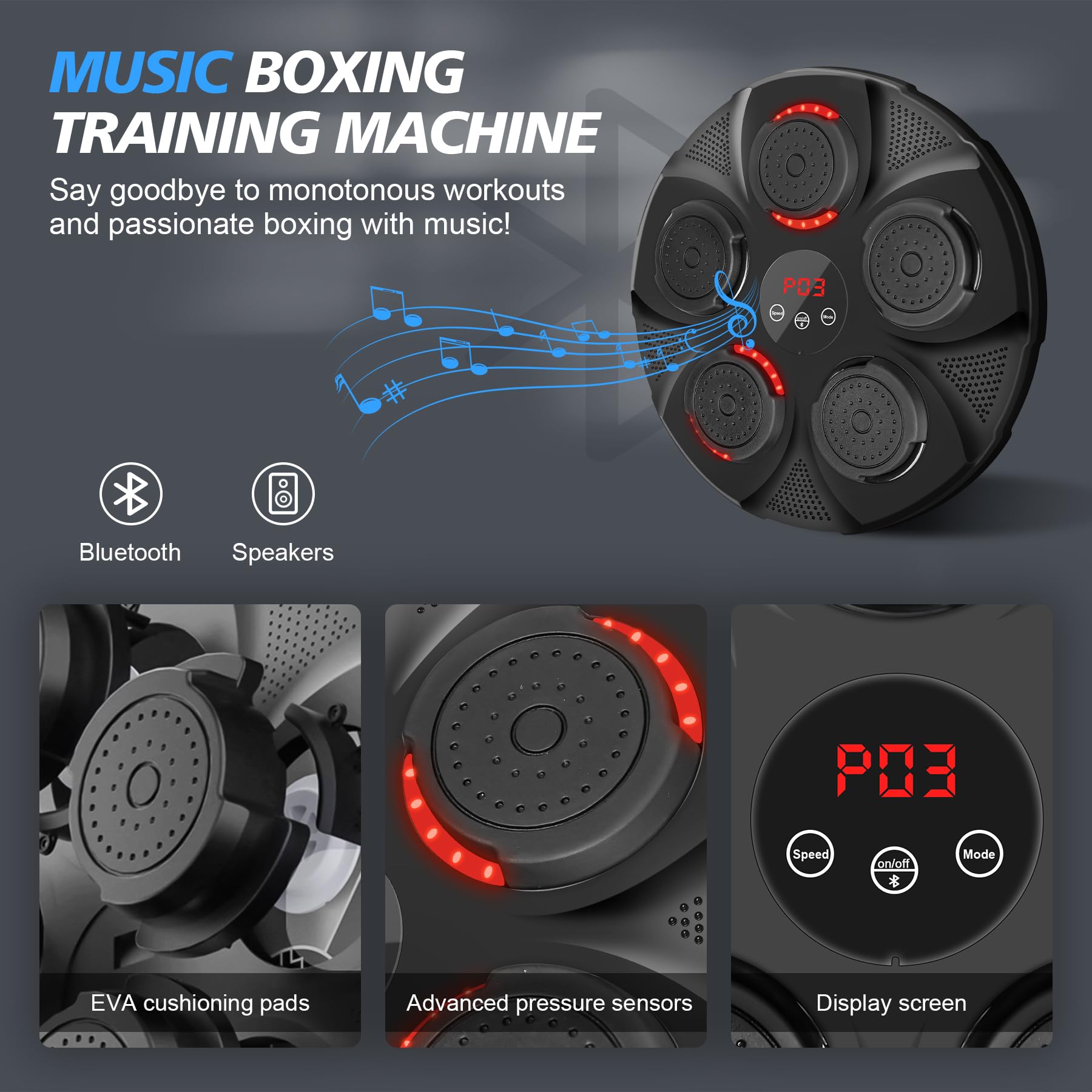 Máquina De Boxe Musical Goenitz Recarregável Com Suporte De Parede ...
