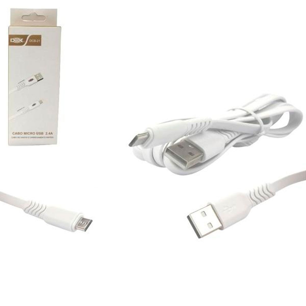 Cabo Micro Usb V8 2.4a Emborrachado 1.20 Metros Dex - Carrefour