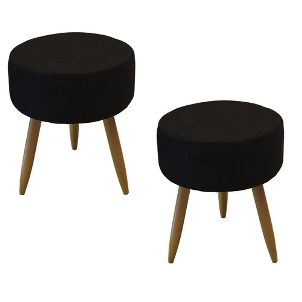 Kit Puff Puf Pufe Premium Luxo Berlim Suede Preto - Tf Decor - Carrefour