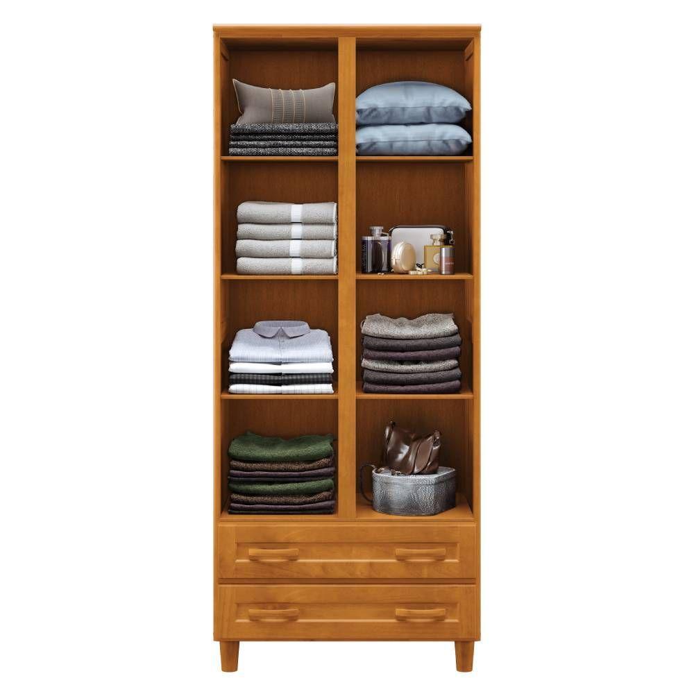 Guarda Roupa Multiuso 2 Portas E 2 Gavetas Em Madeira Mel - Carrefour