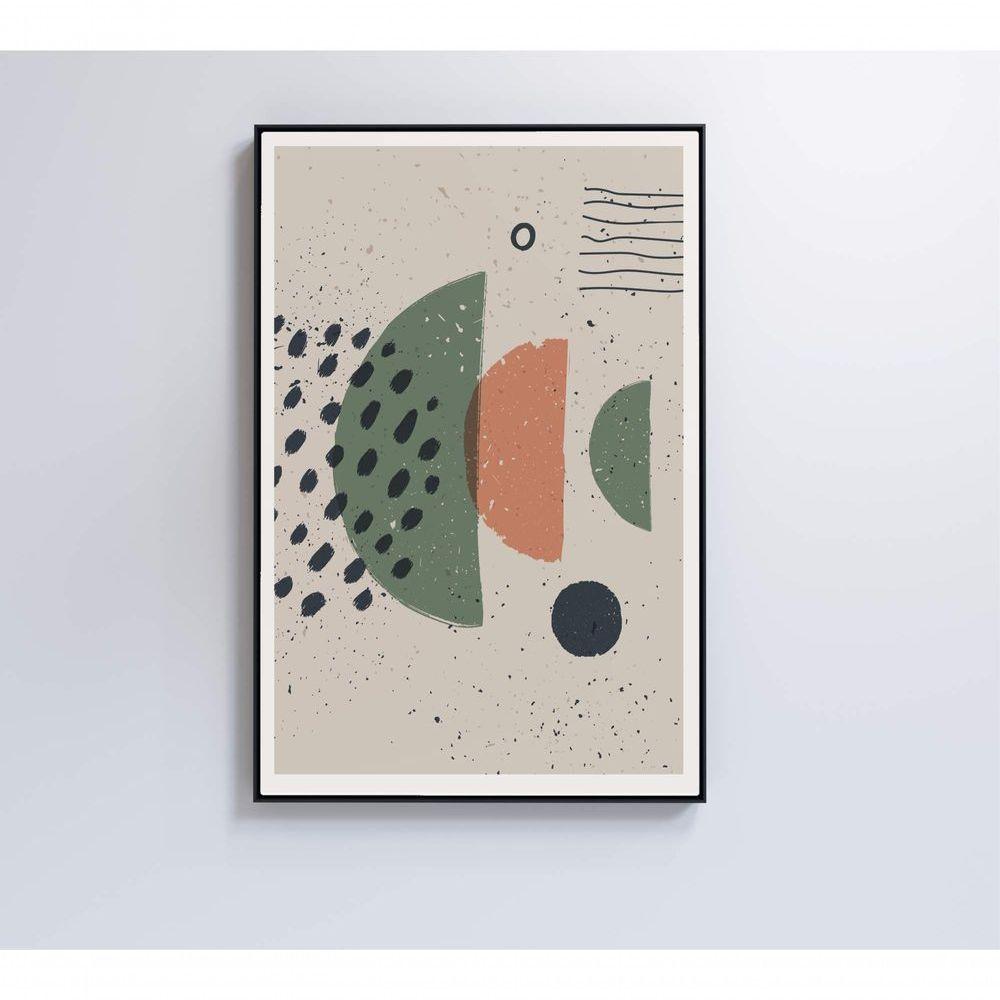 Quadro Abstrato Círculo, Pontos E Meia Lua 120x80 Cm Adesivo ...