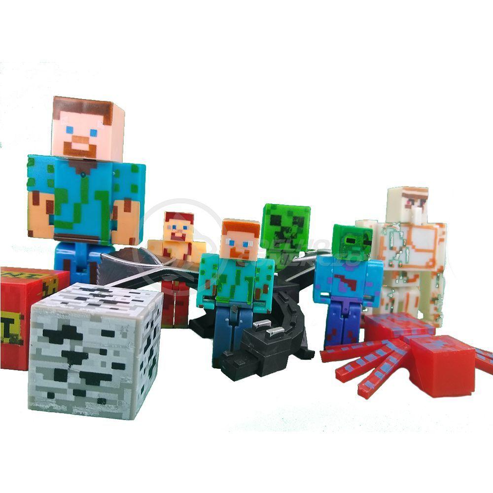 Kit Cartelado Minecraft 3 Bonecos +dragão + Creeper + Aranha - Carrefour
