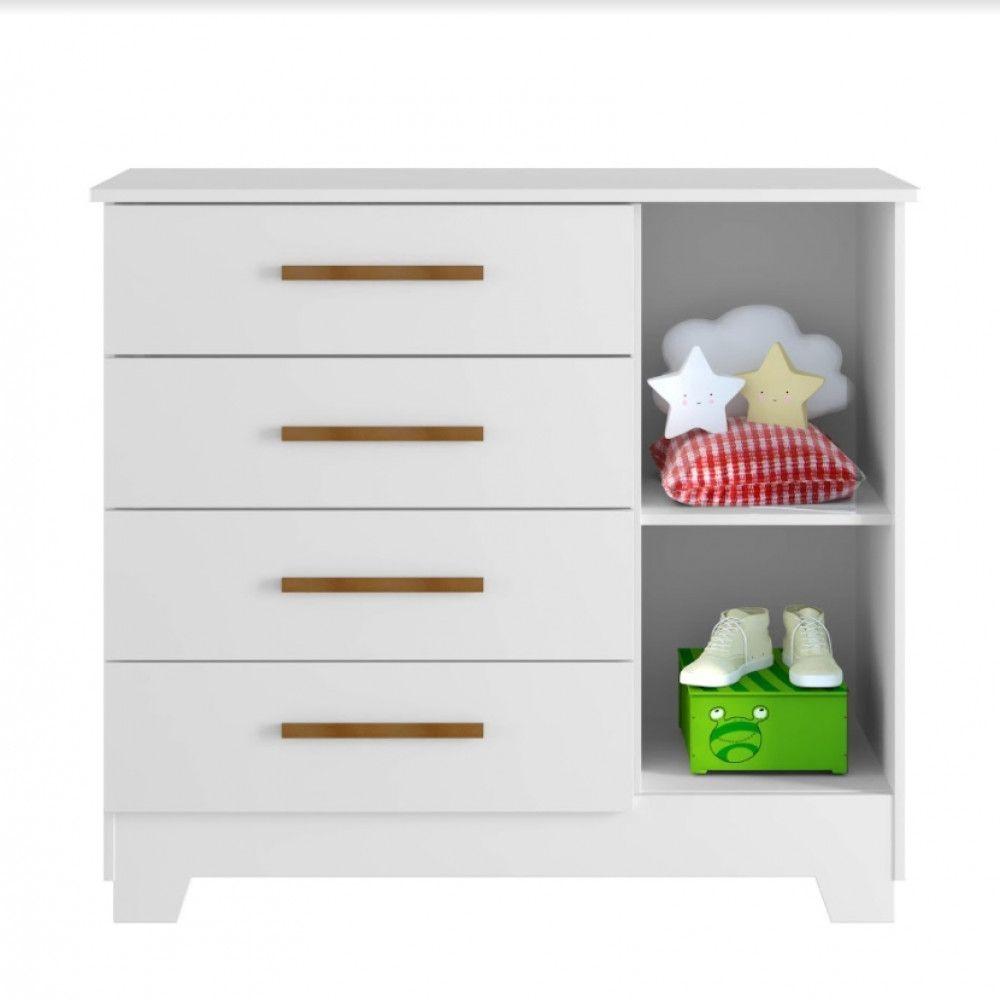 Cômoda Com 4 Gavetas E 1 Porta Em Mdf Fly Tigus Baby Branco - Carrefour