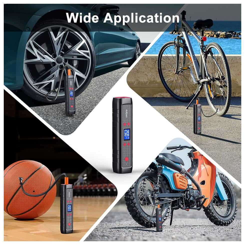 Compressor De Ar Portatil 150 Psi Recarregavel Com Tela Led E Bateria ...