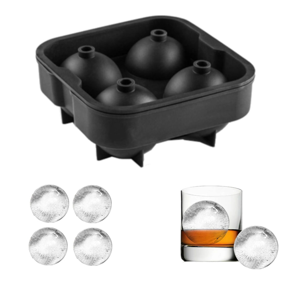 Forma Para Gelo Silicone 2 Unidades 4 Esferas Preto - Carrefour