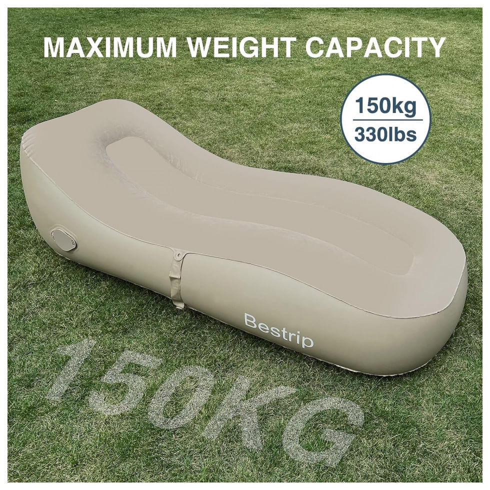 Sofa Inflavel Com Bomba Embutida, Para Ate 150kg, Bestrip, Bege - Carrefour