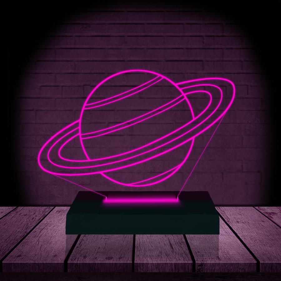 Luminária Led 3d | Saturno Planeta Sistema Solar | Abajur - Rosa ...