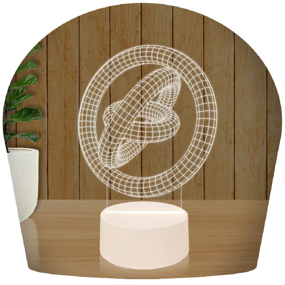 Luminária Led 3d Circulo Esfera Abajur 4 - Base Branca - Carrefour