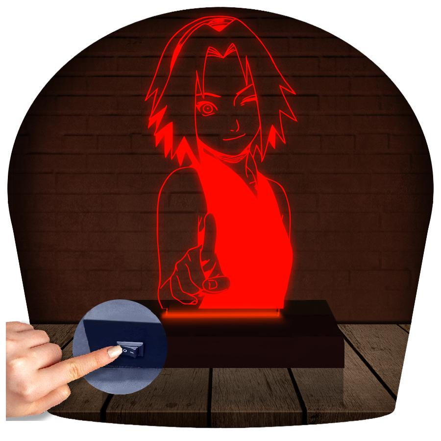 Luminária Led 3d Sakura Haruno Naruto Vermelho - Carrefour