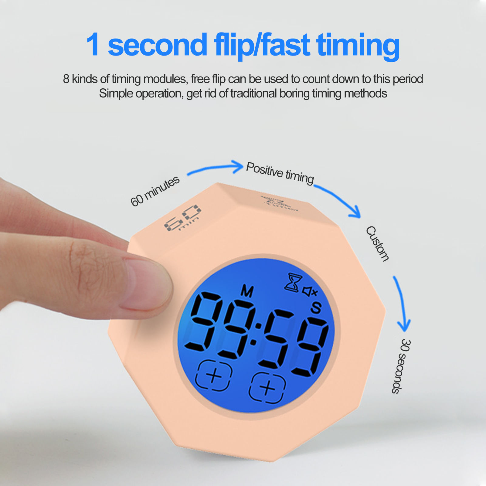 Mini Timer Digital Portátil Octagon Touch Control Led - Carrefour