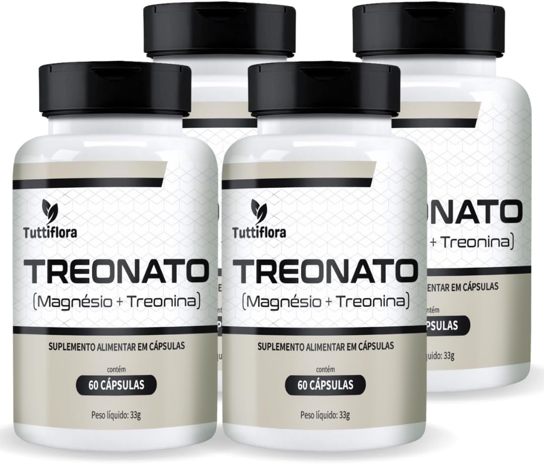 Kit Com 04 - Treonato (magnésio + Treonina) 500mg 60 Cápsulas ...