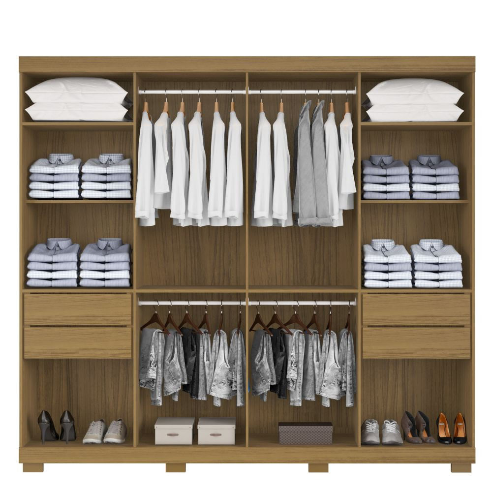 Guarda Roupa Valencia 8 Portas 4 Gavetas Internas Com Pés Aramoveis ...